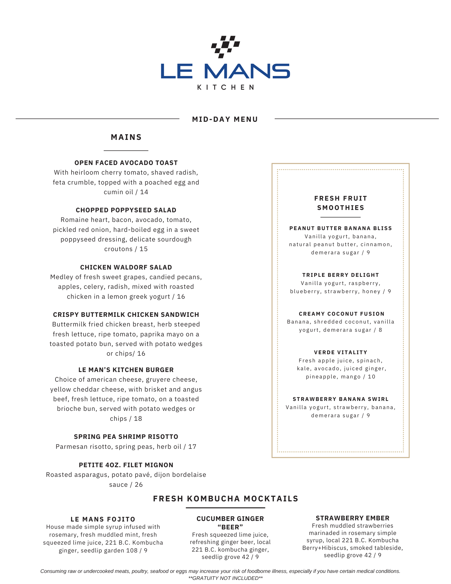 Menus – Le Mans Kitchen